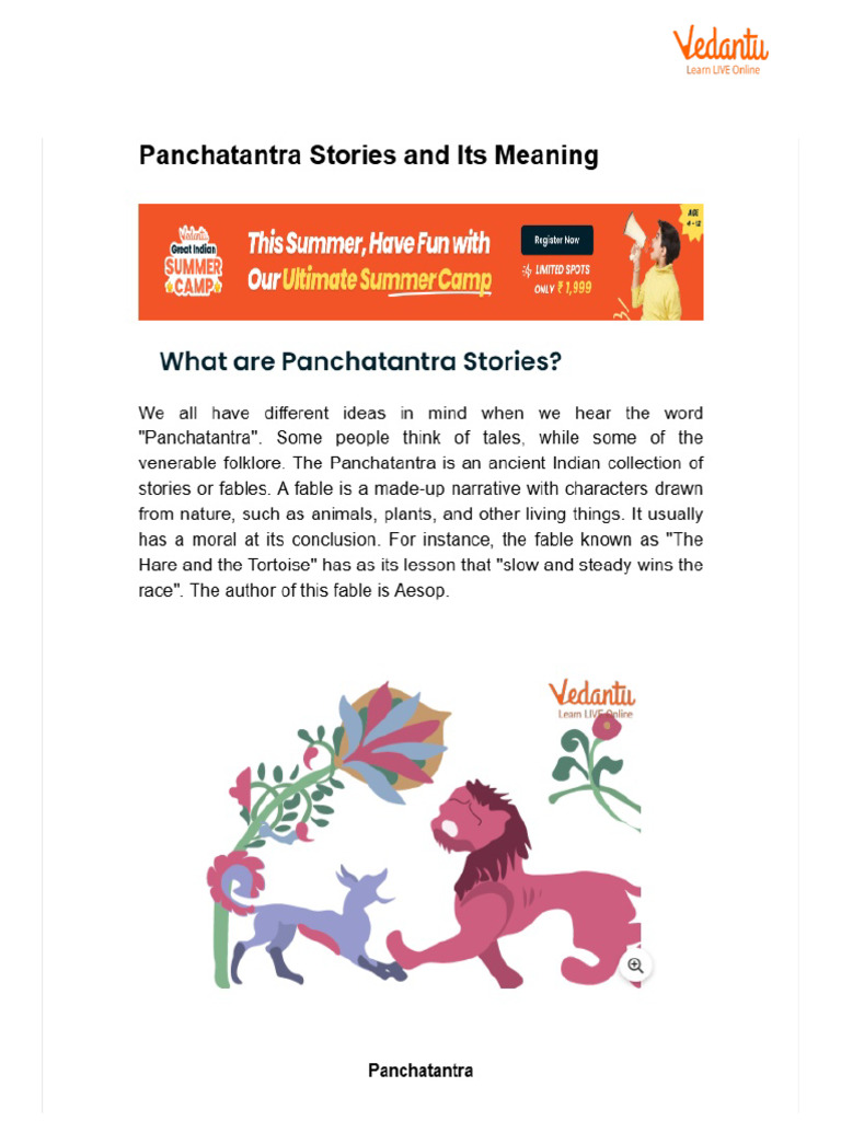 Panchatantra Stories and Its Meaning | PDF