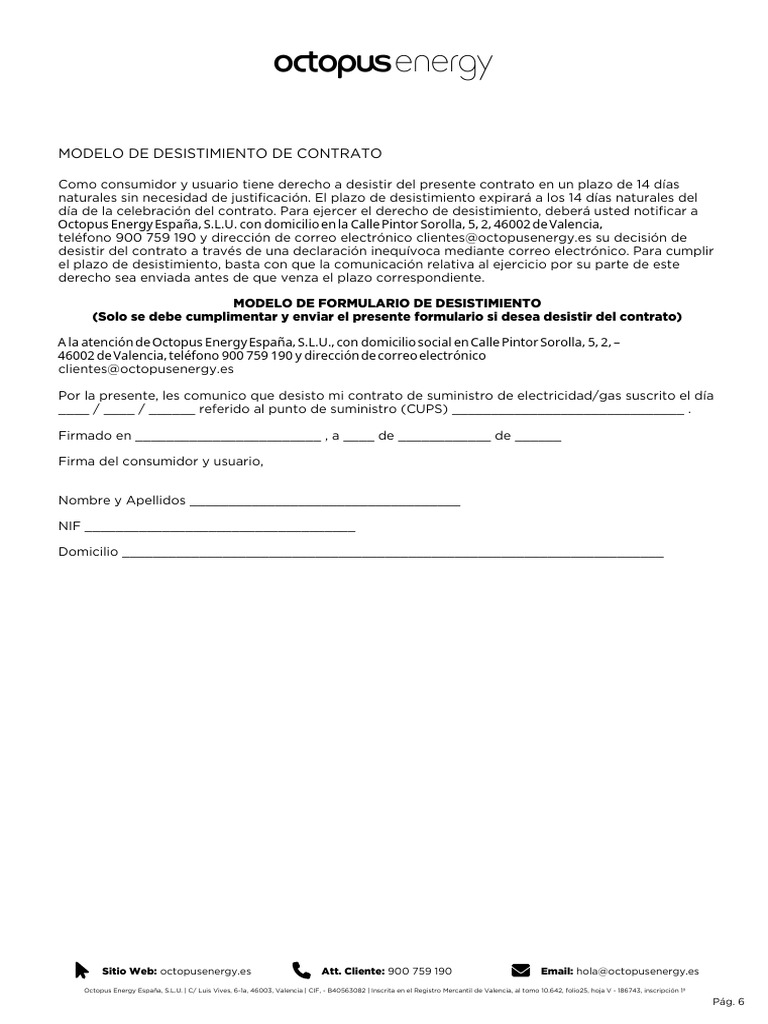 Formulario de Desistimiento | PDF