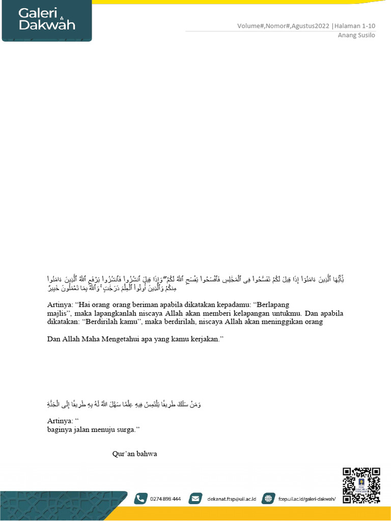 Anang Susilo - Keutamaan Menuntut Ilmu Dalam Islam | PDF