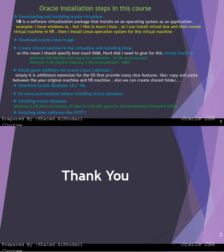 Oracle Installation Steps in This Course | PDF