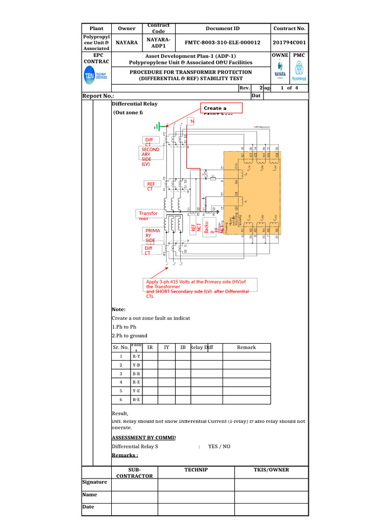 12 - Procedure For Transformer Protection (Differential & Ref ...