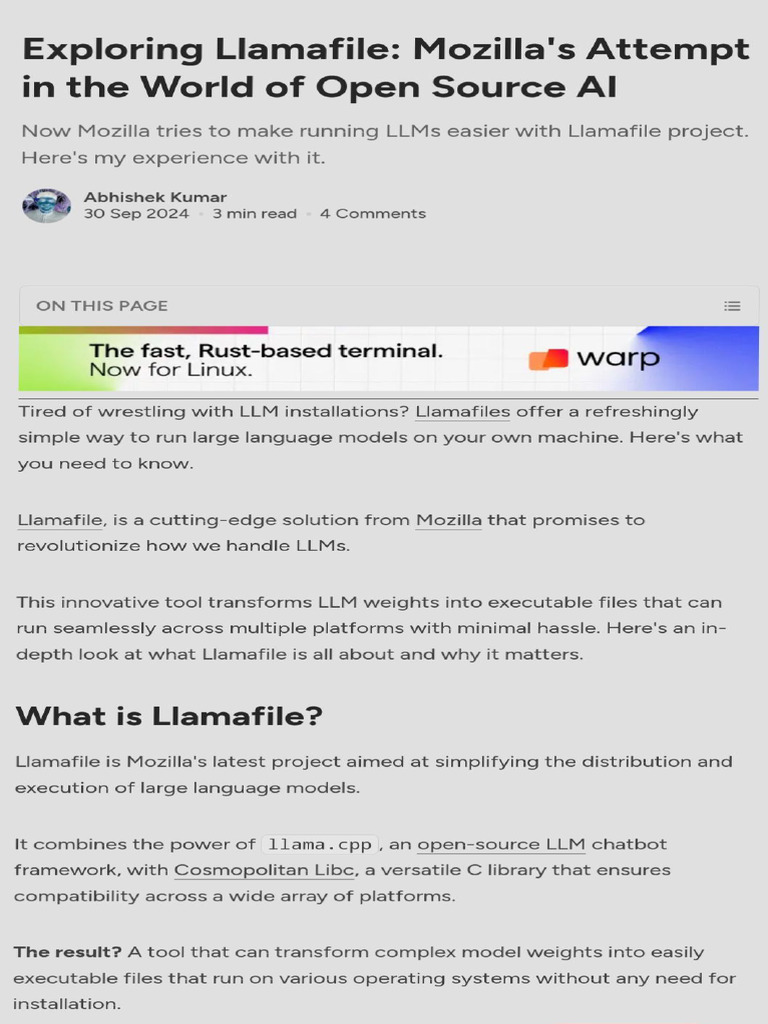Exploring Llamafile Its Foss | PDF