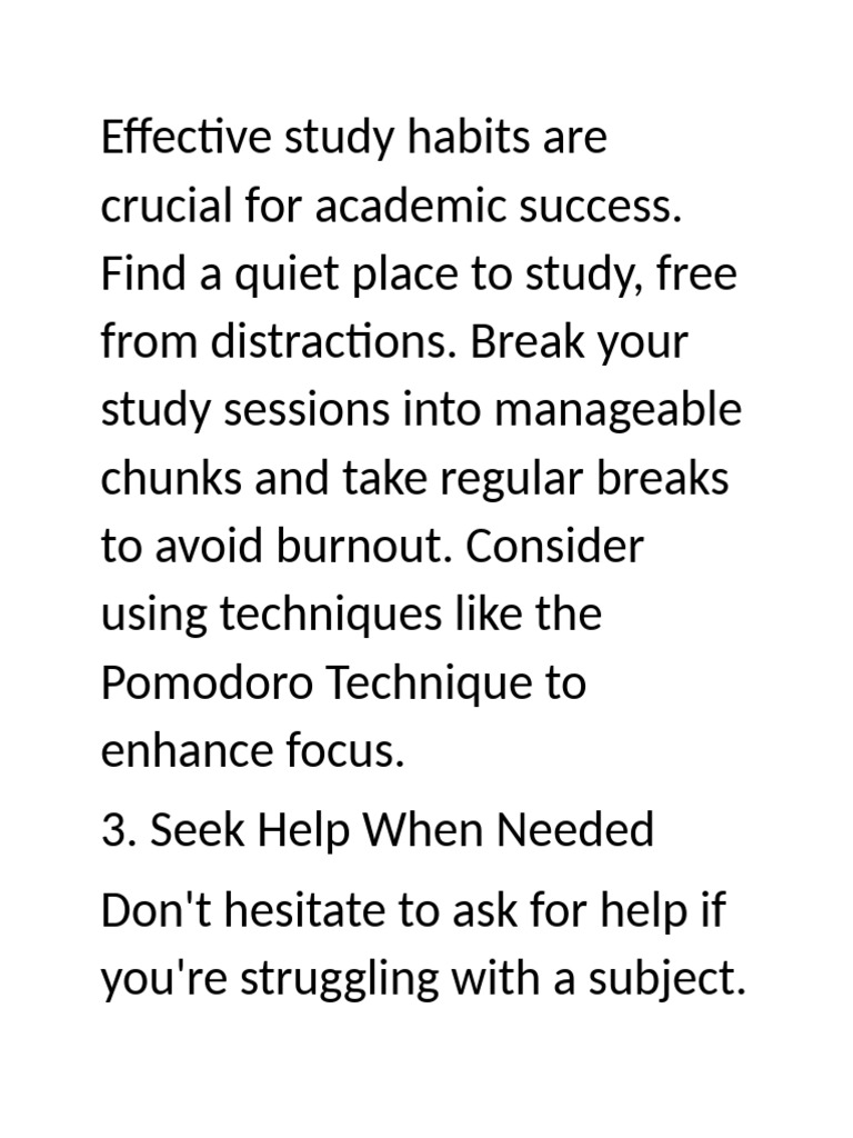 Effective Study Habits Are Crucial For Academic Success | PDF