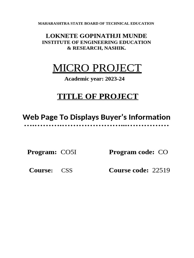 Css Microproject Final Copy Pdf