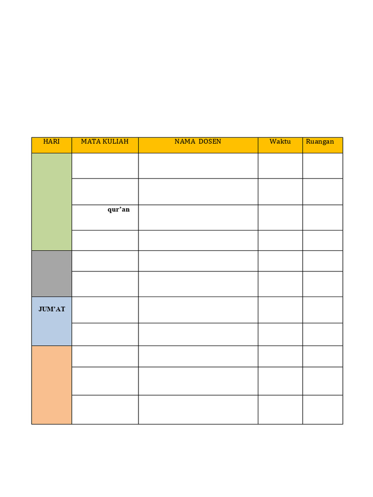 Jadwal Kuliah Tp5 Semister Ganjil 2024 | PDF