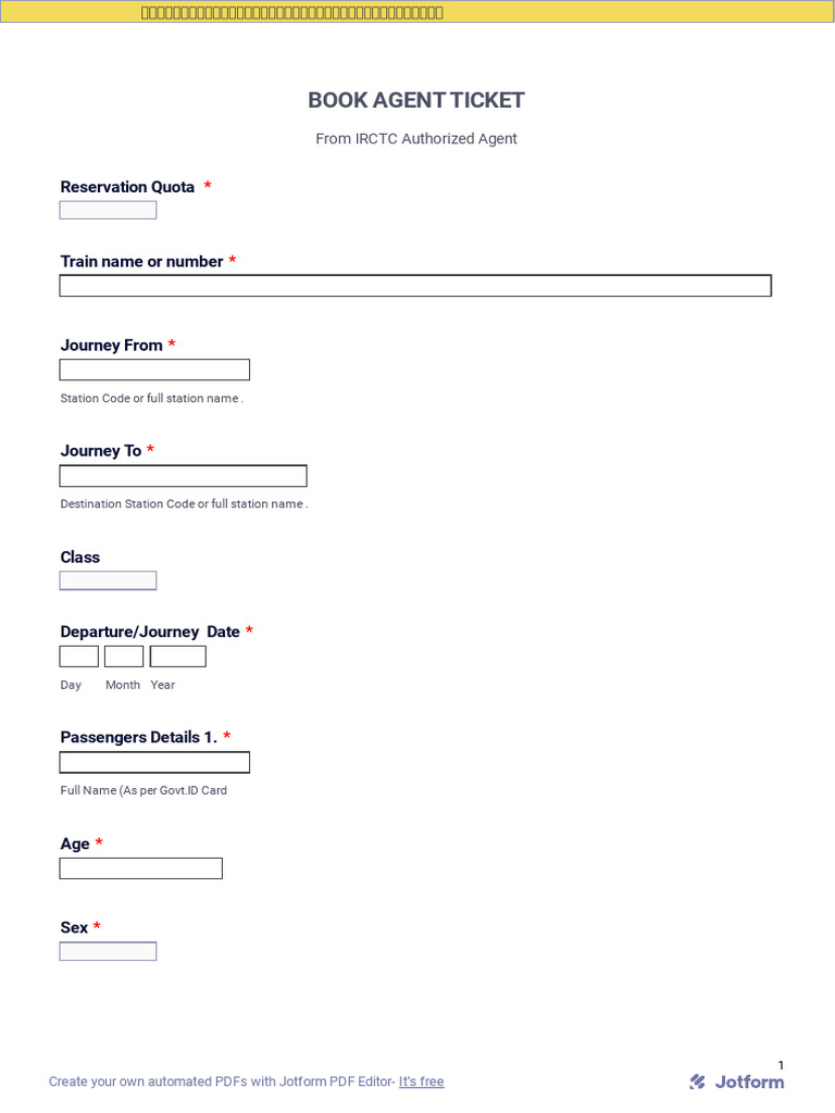 Rail Ticket Booking Template | PDF