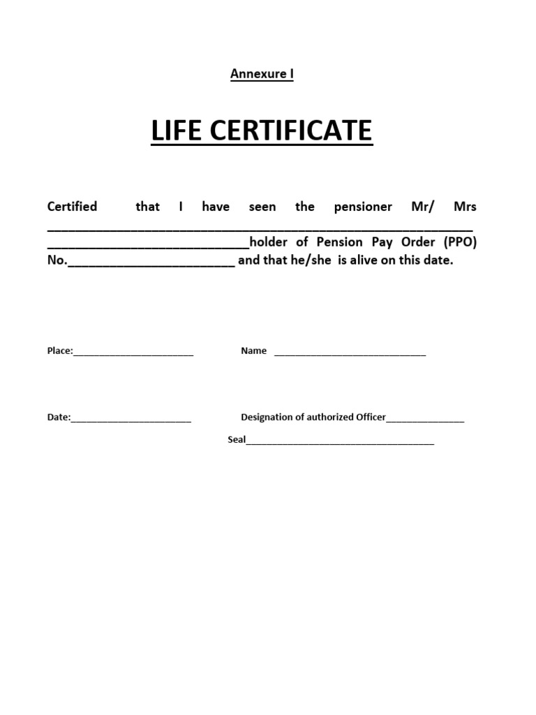 Life Certificate | PDF