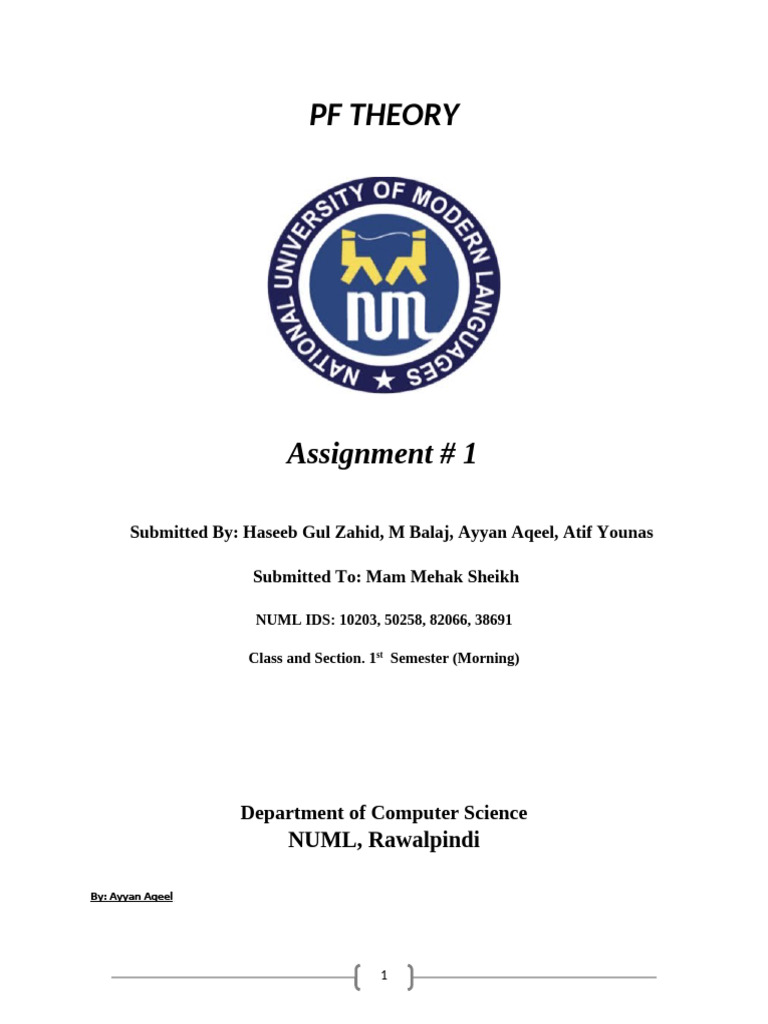 PF Theory Assignment 1 | PDF