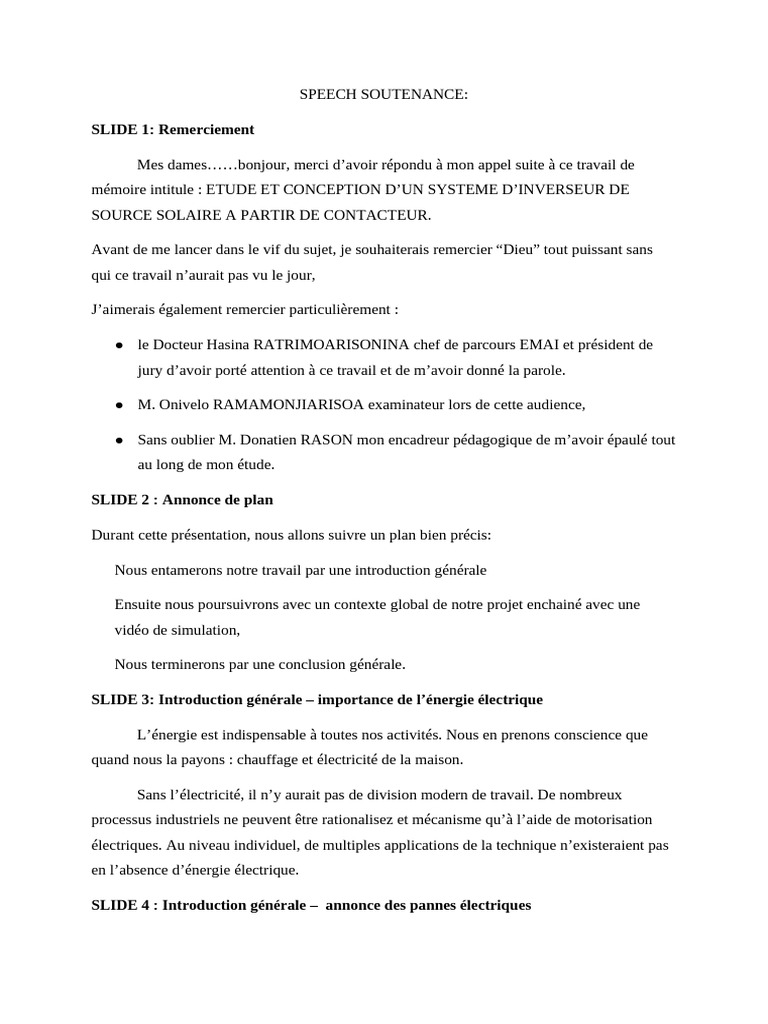 Speech Soutenance | PDF