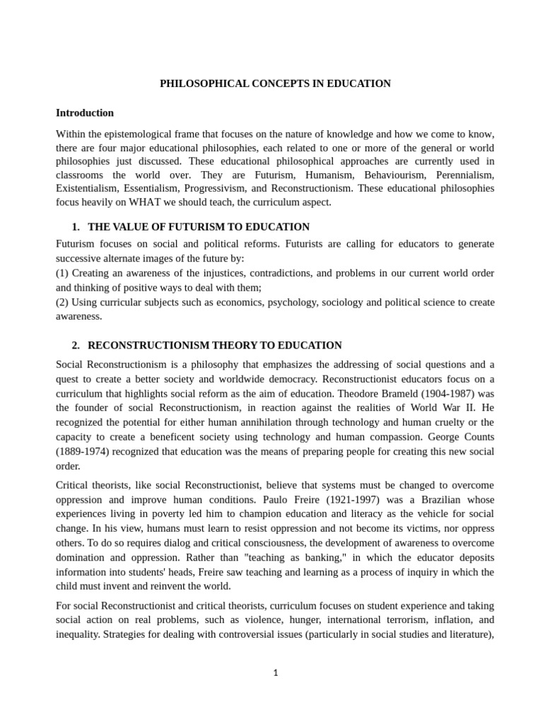 Education Philosophies-1 | PDF