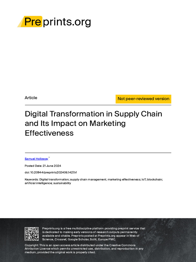 Digital Transformation In Supply Chain And Its Imp Pdf
