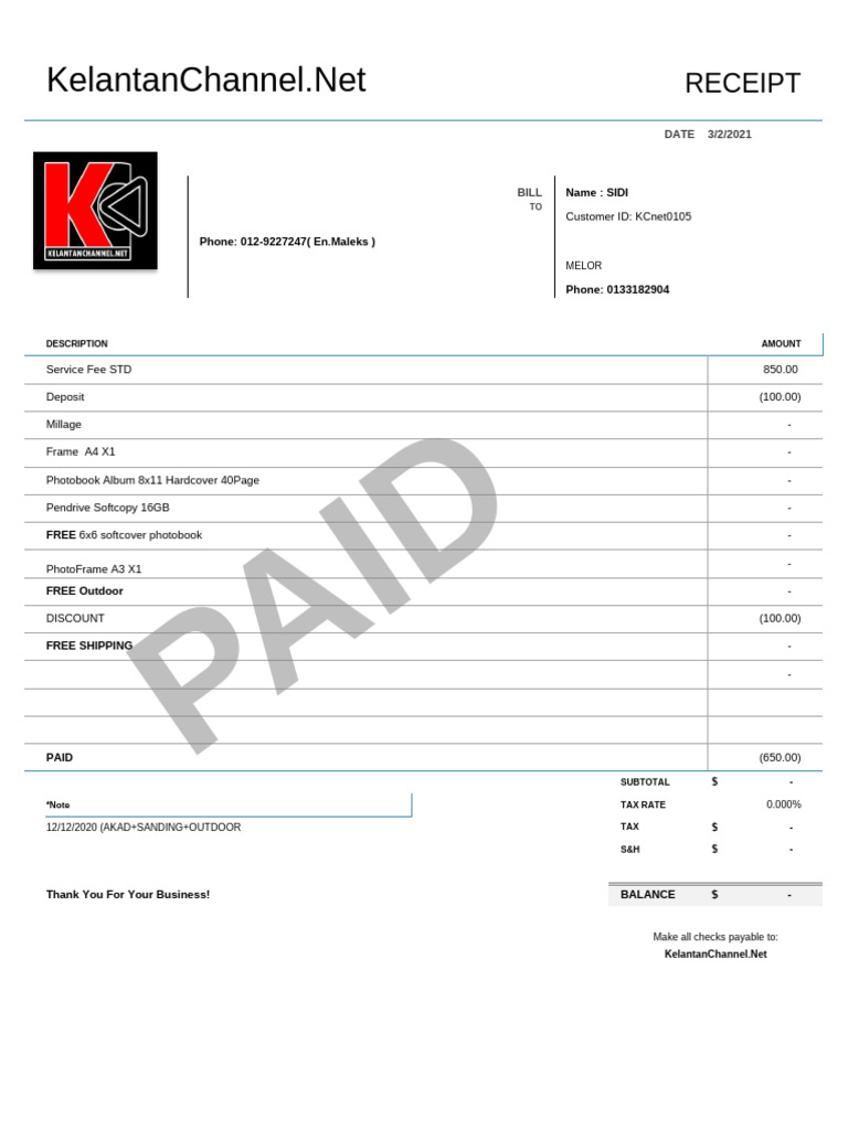 PA ID: Receipt | PDF