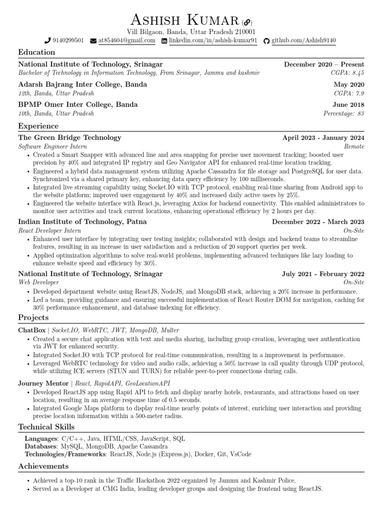 Ashish Kumar Resume | PDF