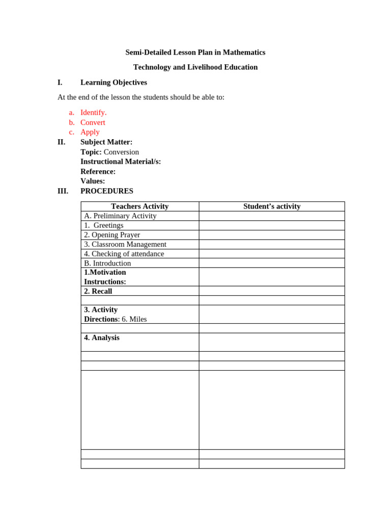 Lesson Template | PDF
