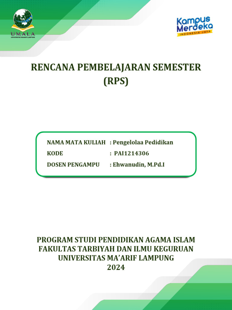RPS Pengelolaan Pendidikan | PDF