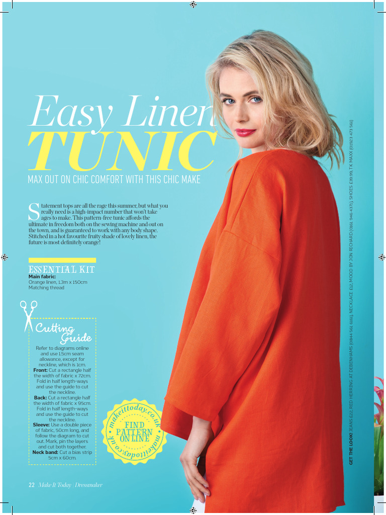 Easy Linen Tunic Project and Pattern | PDF | Seam (Sewing) | Sewing