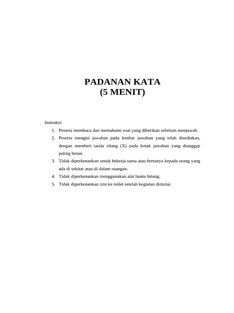 Subtest Padanan Kata Salinan | PDF