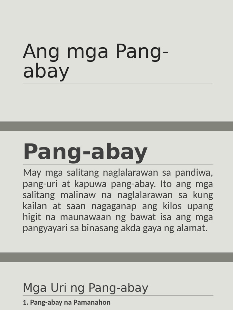 Ang Mga Pang-Abay-9 | PDF