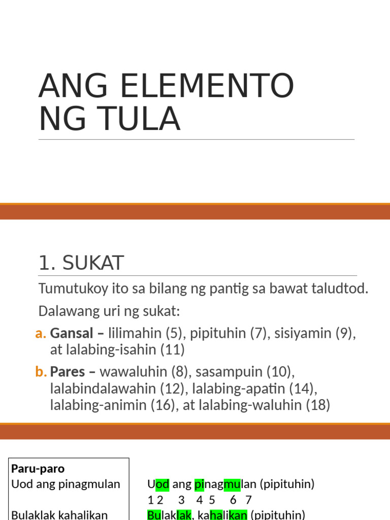 Ang Elemento NG Tula | PDF