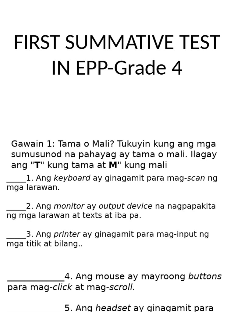 First Summative Test | PDF