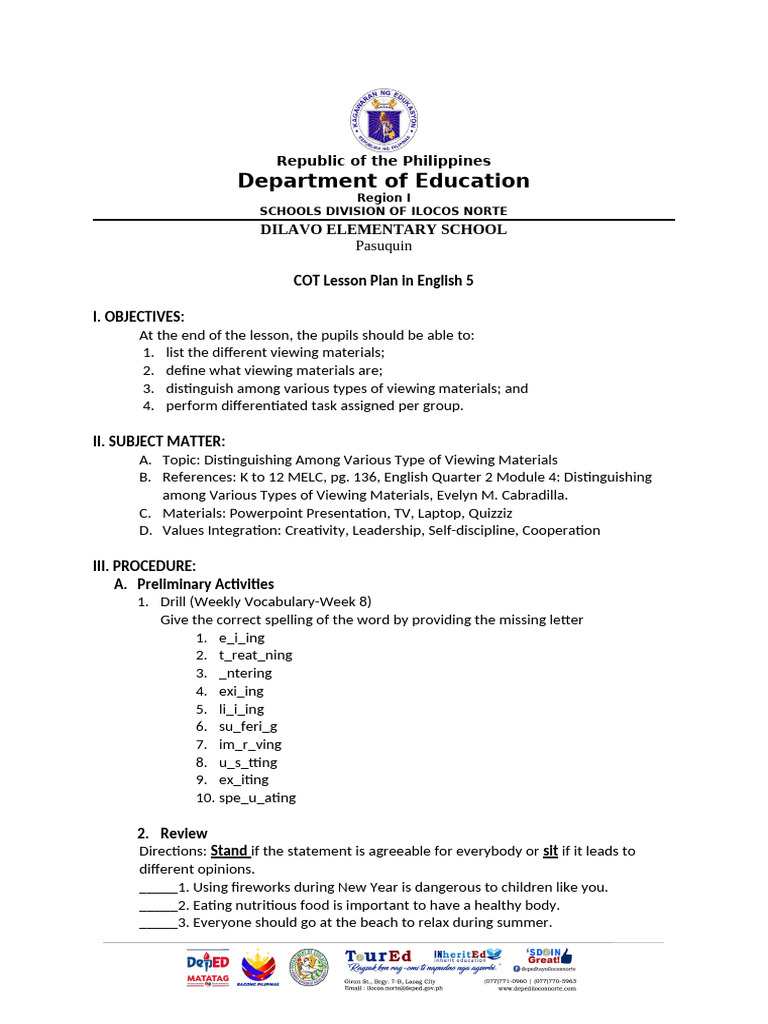 COT-2-lesson-plan-in-english-5 | PDF