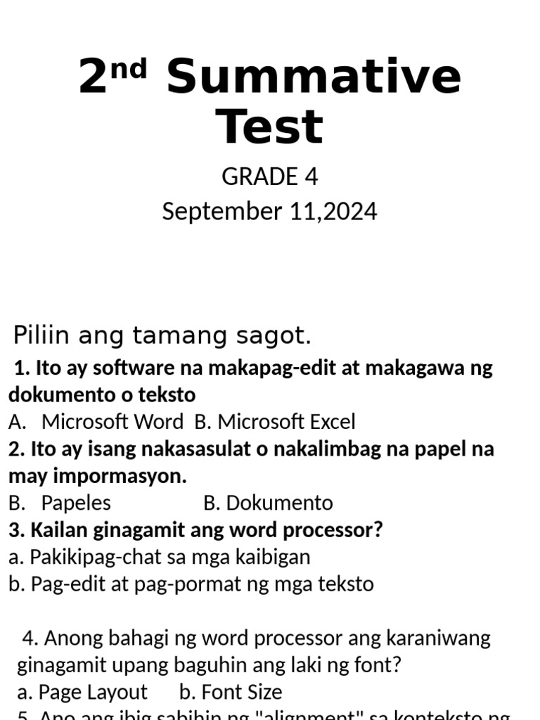 2nd Summative Test | PDF