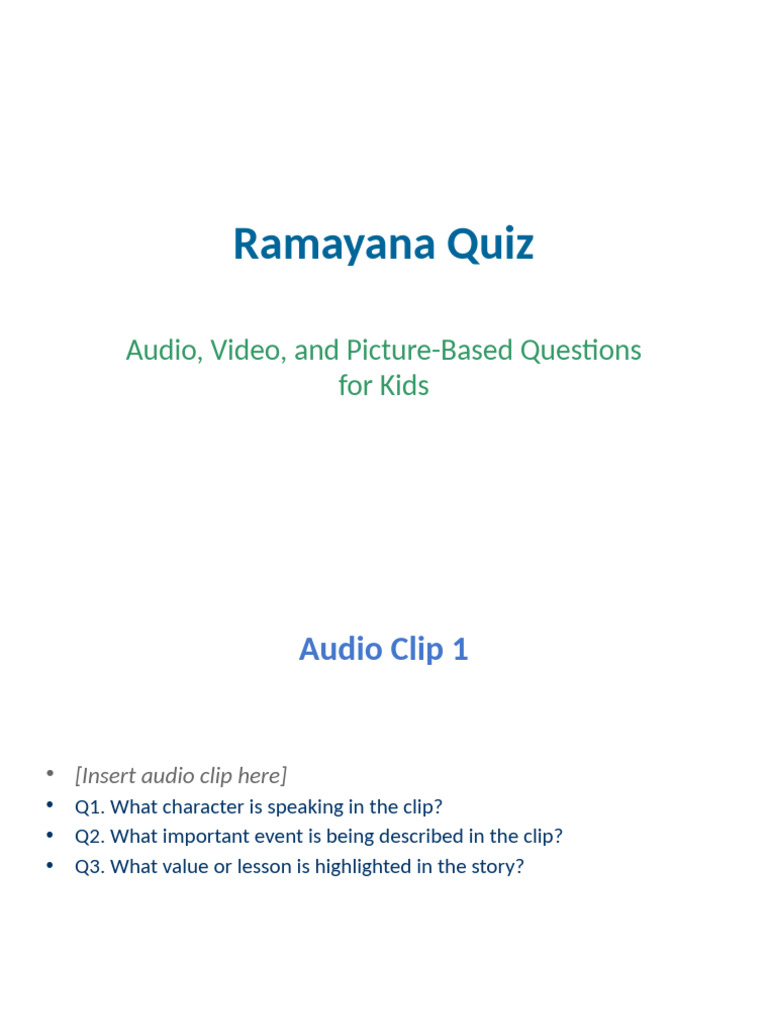 Ramayana Quiz Designed Template | PDF