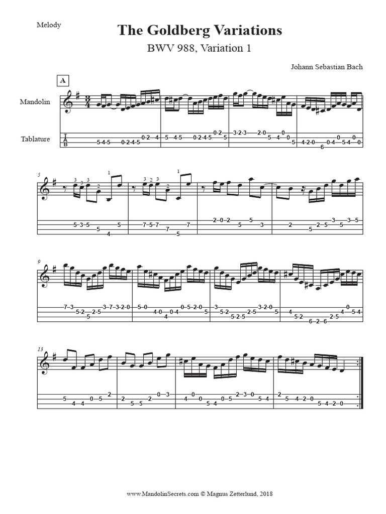 BWV 0988 - The Goldberg Variations, Variation 1 | PDF