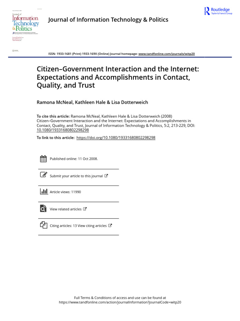 Citizen Government Interaction and The Internet Expectations and ...