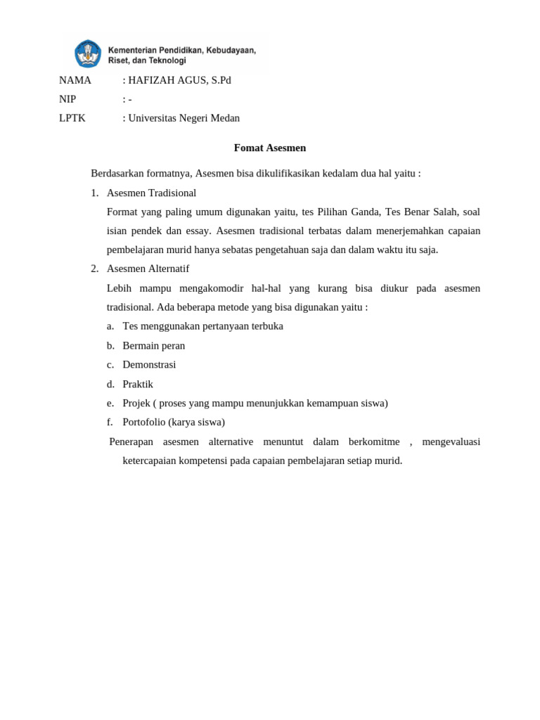 Format Asesmen | PDF