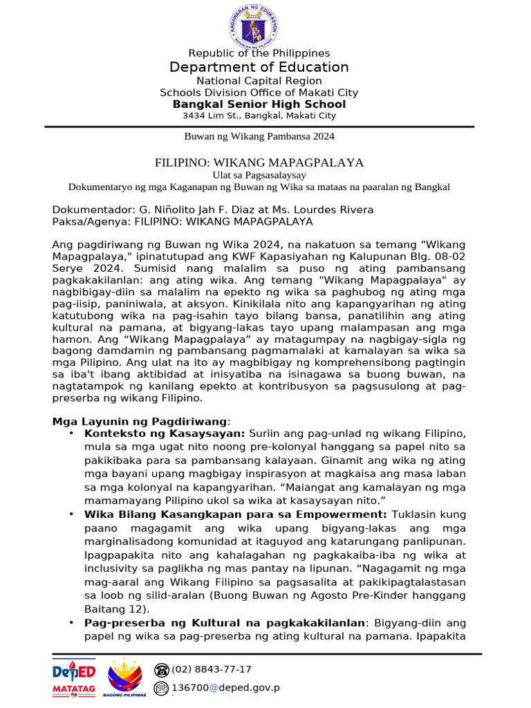 TAGALOG-Filipino Month Narrative | PDF