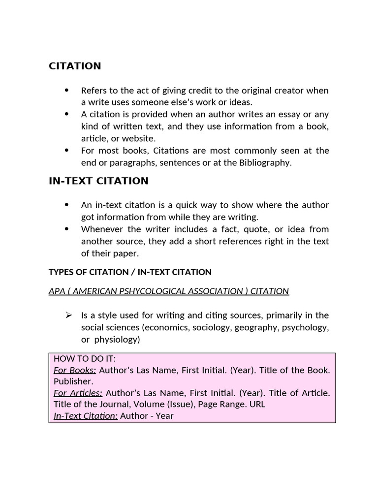 In-Text Citation Guide: APA & MLA | PDF | Citation | Apa Style