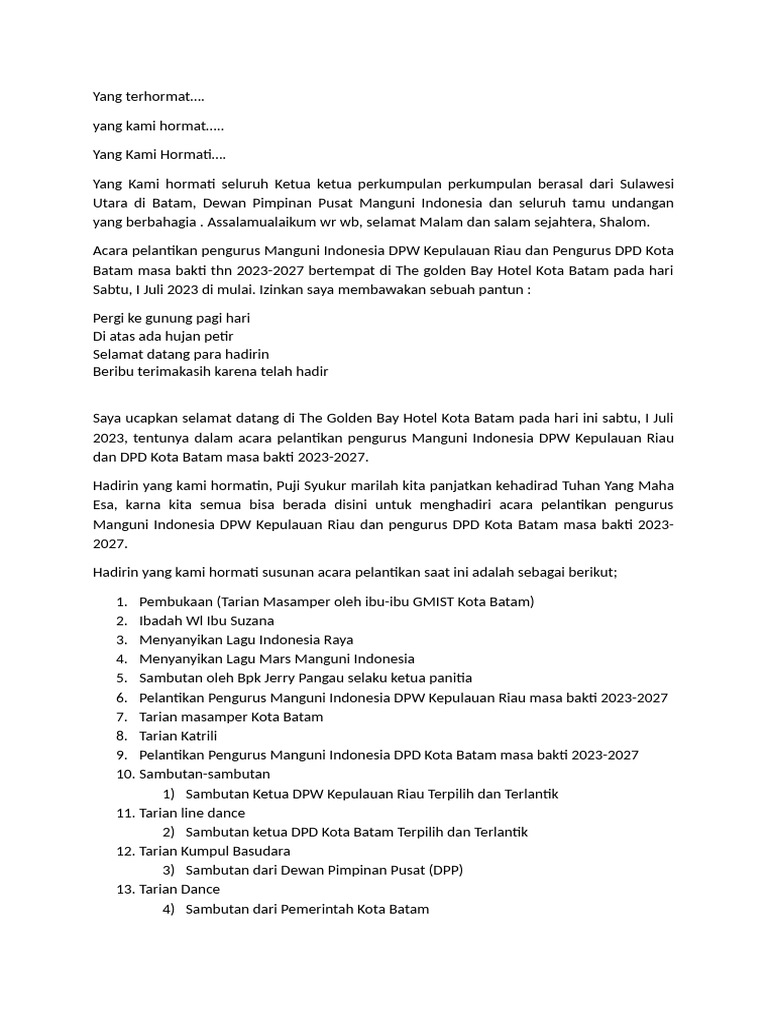 MC Manguni Indonesia | PDF