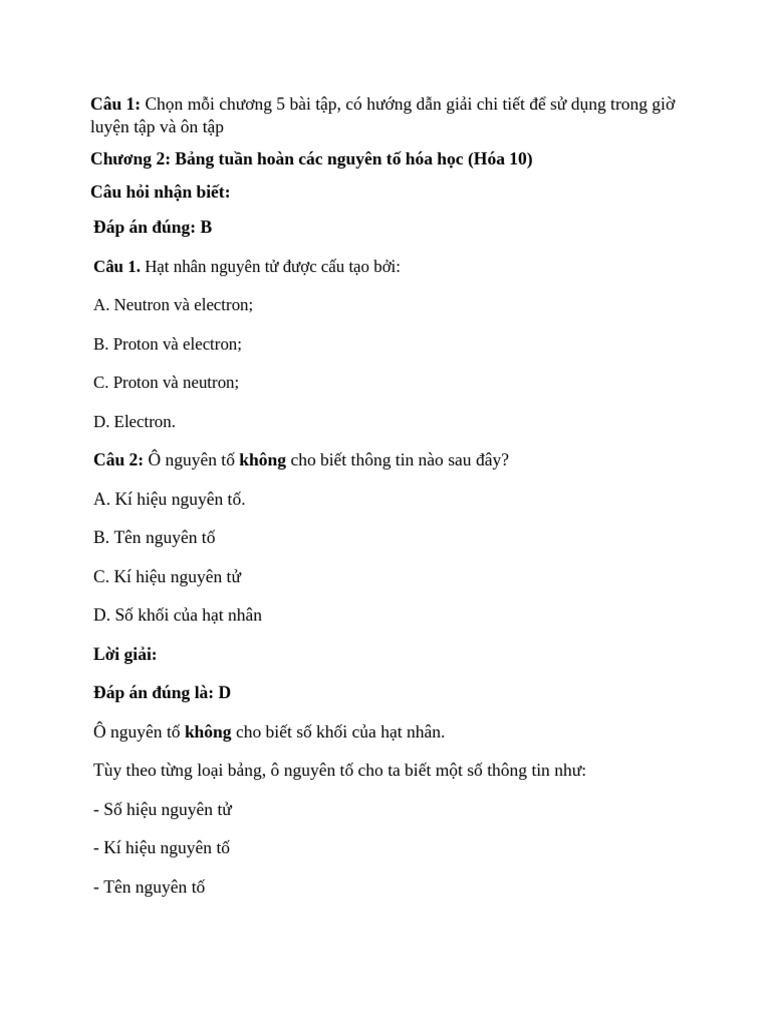 Bai Tap Hoa Hoc | PDF