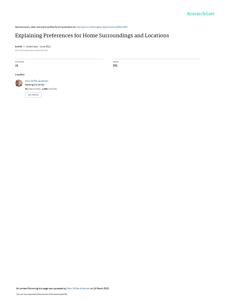 Explaining Preferences For Home Surroundings and | PDF | Denmark ...