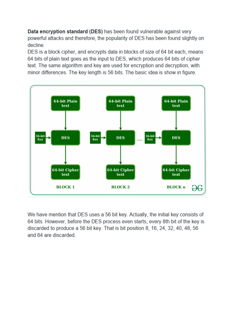 Data Encryption Standard (DES) | PDF