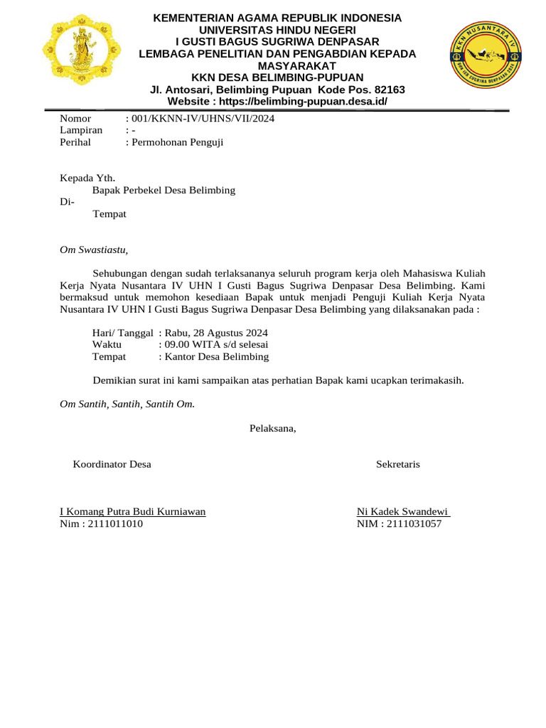 Surat Undangan Ujian Pak Pertu | PDF