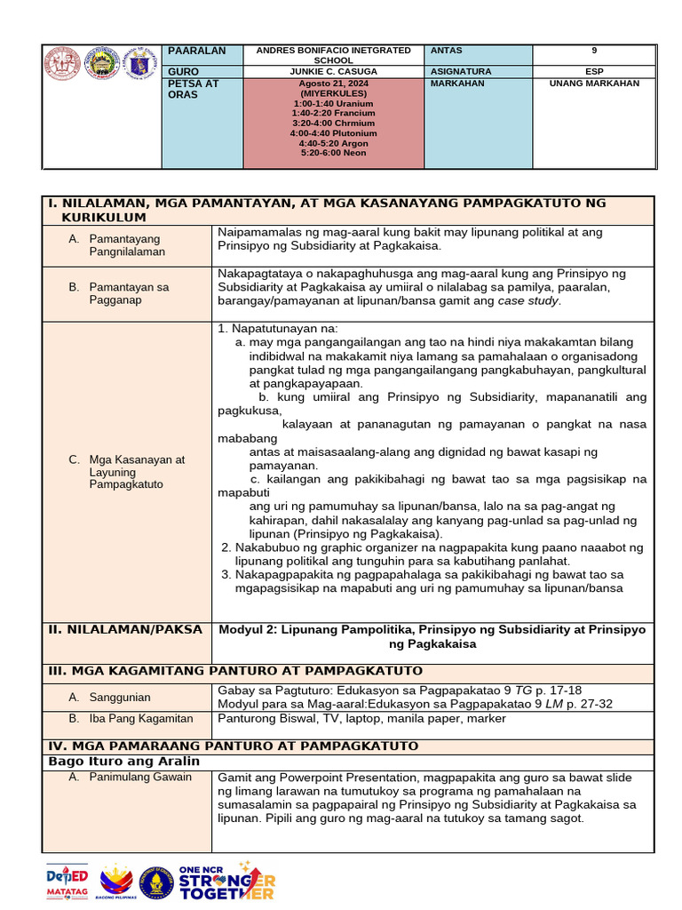 MODYUL 2 - Ikatlong Araw (Agosto 21, 2024) | PDF