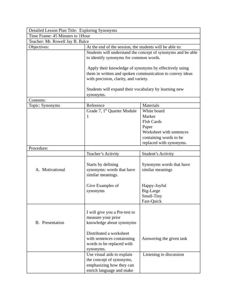 Detailed Lesson Plan Title ROWELLJAYBALCE | PDF