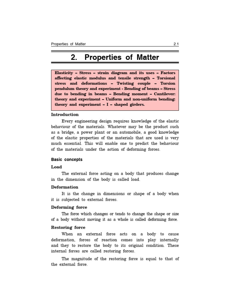 Engineering - Physics UNIT 1 | PDF | Elasticity (Physics) | Science & Mathematics