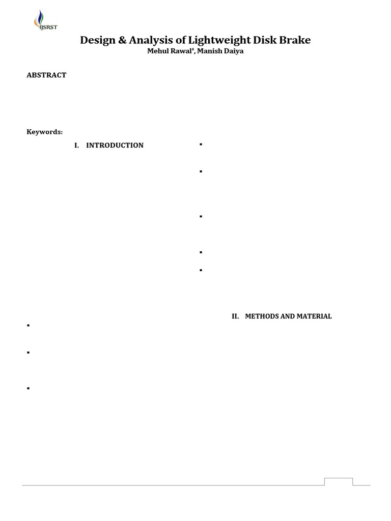 Design and Analysis of Lightweight Disk | PDF