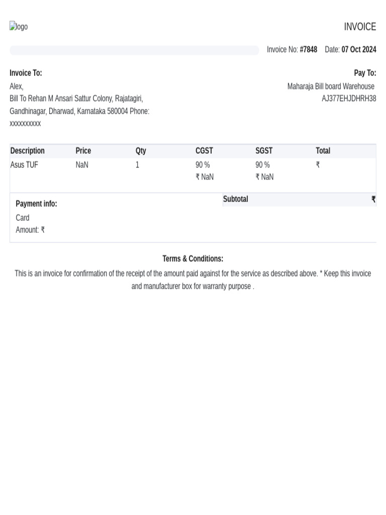 E-Commerce Invoice Template 3 | PDF