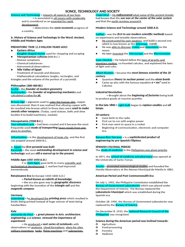 Sts Reviewer Prelim | PDF