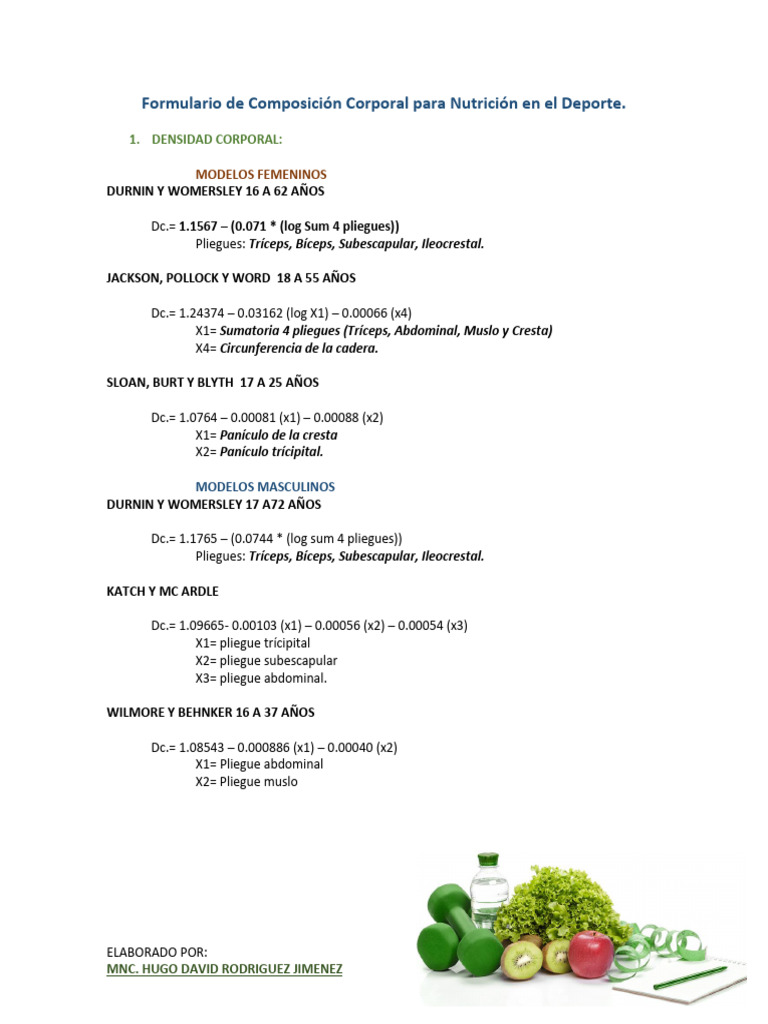 Formulario Composicion Corporal Deportiva | PDF