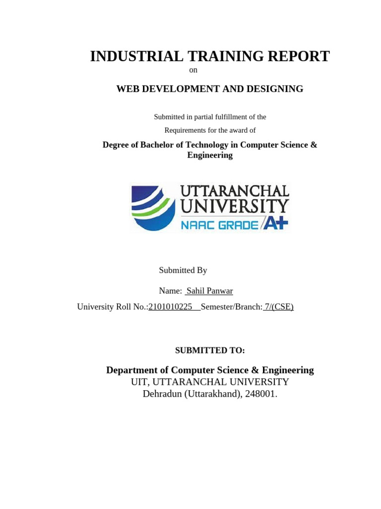 industrial training report_format (1) | PDF