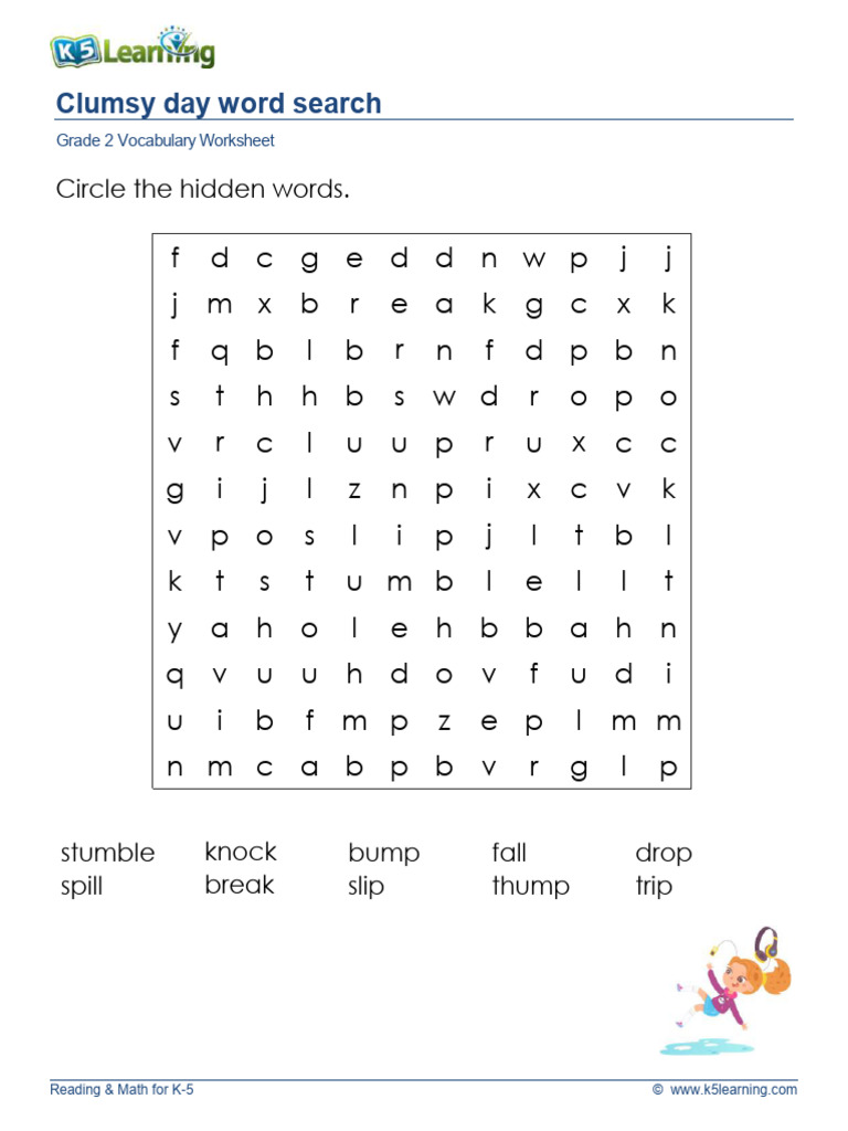 Grade 2 Clumsy Day Word Search Lowercase | PDF