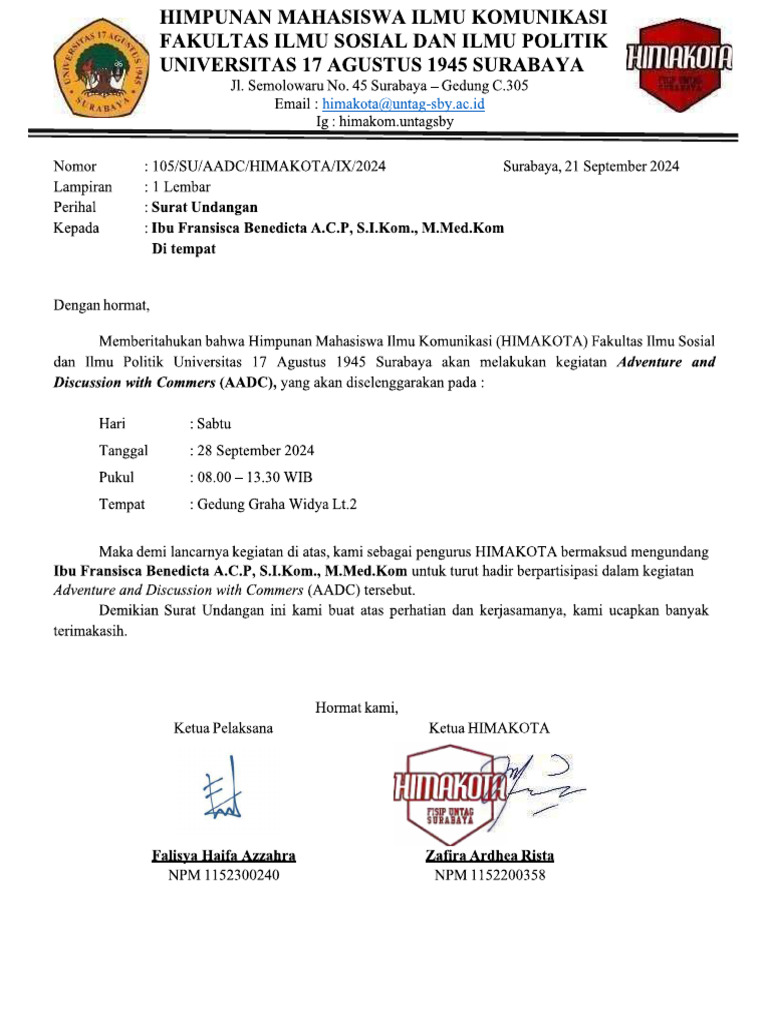 Contoh Surat Undangan Event | PDF