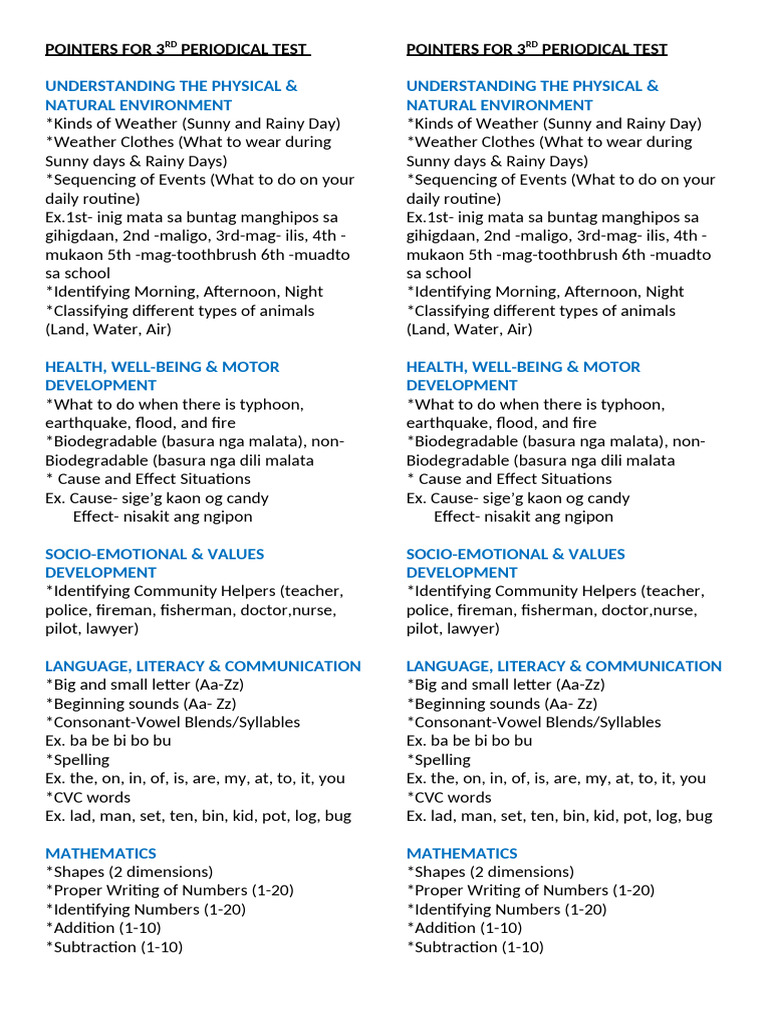 Pointers For 3RD Periodical Test | PDF