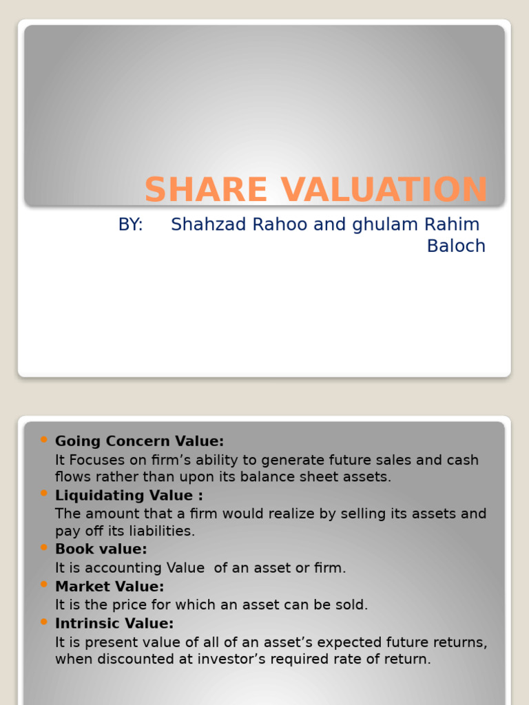 Share Valuation - Shahzad | PDF