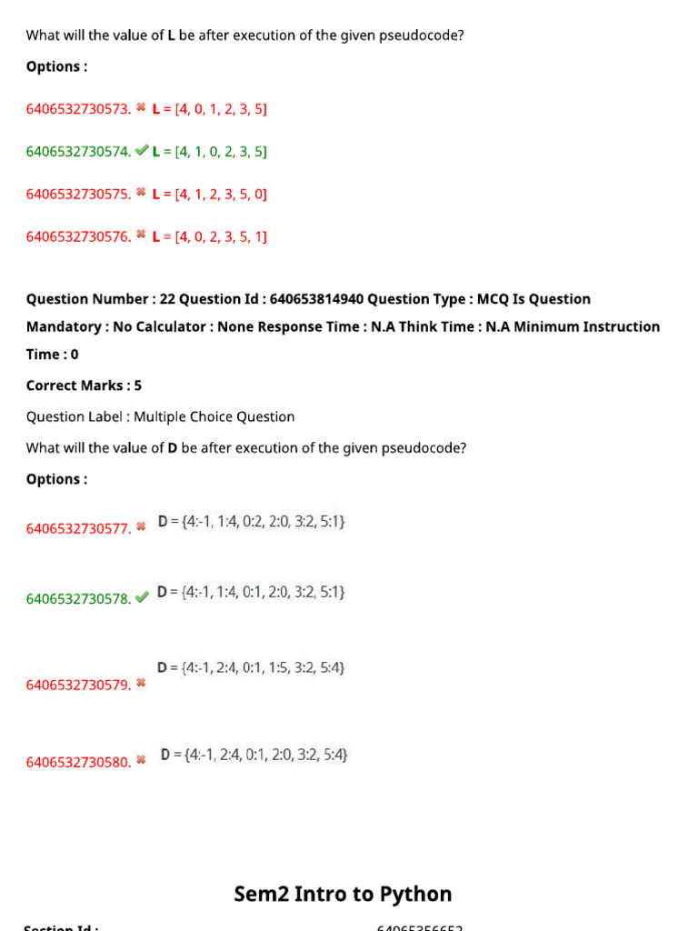 2024 Apr28 Python IIT M FN EXAM QDF1 | PDF